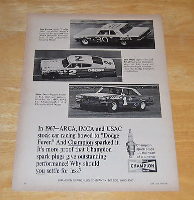 1968 Ad Champion Spark Plugs Ernie Derr Don White Keokuk USAC ...