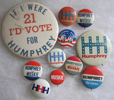 (11 Vintage 1968 Hubert Humphrey, Humphrey-Muskie, Muskie Campaign ...