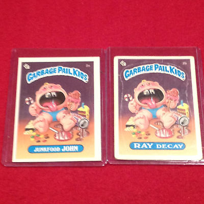 2 Garbage Pail Kids Trading Cards JunkFood John 2A Ray DeCay 2B Fist ...