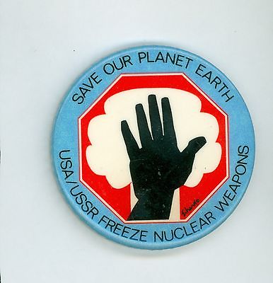 Vintage 1980s Save Planet Earth Political Anti-Nuclear Weapons Pinback ...