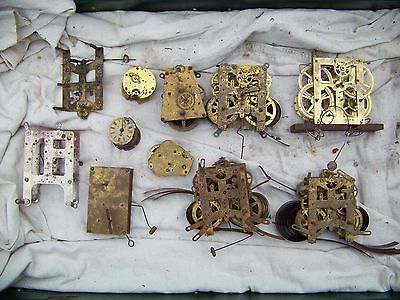 LOT OF ANTIQUE CLOCK MOVEMENTS PARTS REPAIR OG 8 DAY NO RESERVE ...