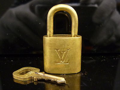 100% Authentic LOUIS VUITTON Lock Gold Tone Padlock Key Set -- Antique ...