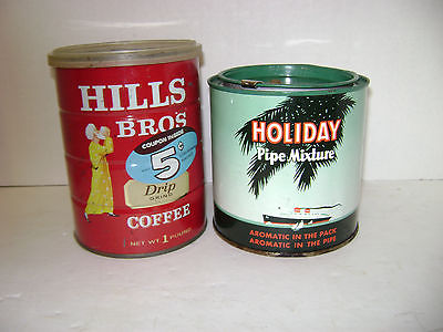 Vintage Holiday Pipe Tobacco Mixture Tin and a Hill Bros Coffee Tin ...