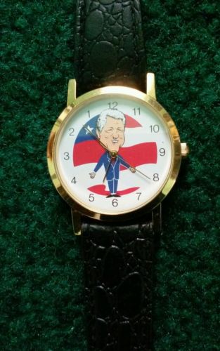 Bill Clinton Watch-" Running Backwards" -- Antique Price Guide Details Page