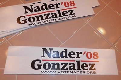 Bumper Sticker -- Nader Gonzalez '08 -- Antique Price Guide Details Page