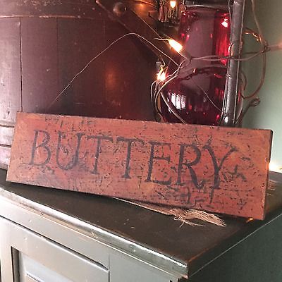Primitive Wooden Sign Handmade Handpainted Distressed Rustic Buttery ...