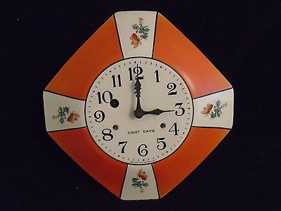 Antique Irving Miller Co. 8 Day Orange Kitchen Clock with Key ...