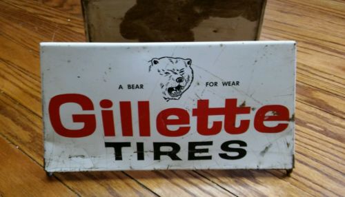 Vintage Gillette Tires Tire Rack Sign Double Sided 2 Signs A Bear For ...