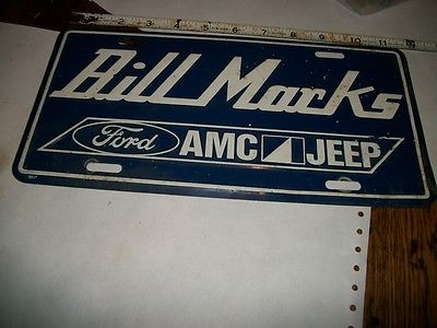 AMC Jeep Ford Old VIntage Bill Marks Dealer Metal License Plate PA ...