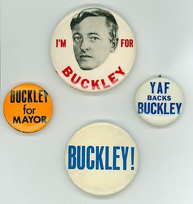 4 Vintage 1965 New York Mayor William F Buckley Political Pinback ...