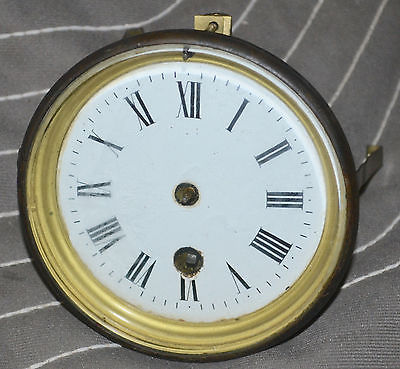 Antique 8 Day Time Only French Clock Movement Porcelain Dial & Bezel ...