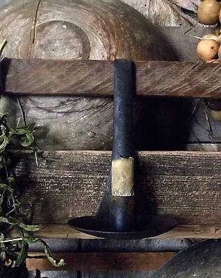 Primitive Early Lighting Inspired Black Metal Ladle Candle Holder w ...