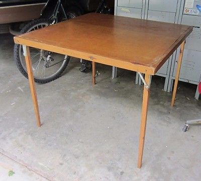 vintage WOOD wooden CARD TABLE folding 36x36 game sewing ANTIQUE ...