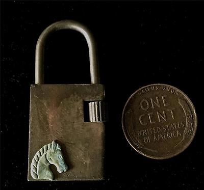 Vintage Solid Brass Working Mini Padlock Horse Head Charm Pendant ...