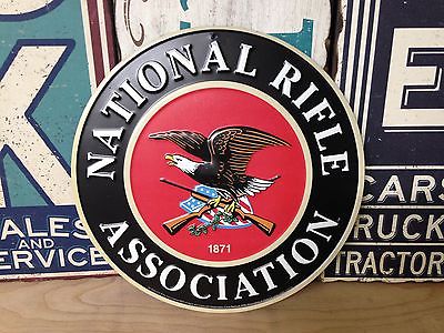 NATIONAL RIFLE ASSOCIATION EAGLE EMBOSSED ALL RAISED LETTERING METAL ...