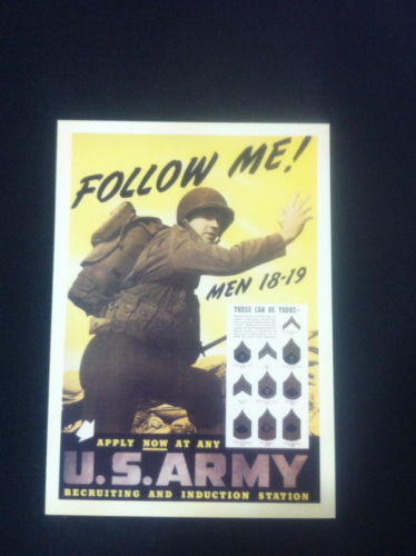 WWII Style Postcard WW2 Reproduction Vintage Soldier Card "follow me ...