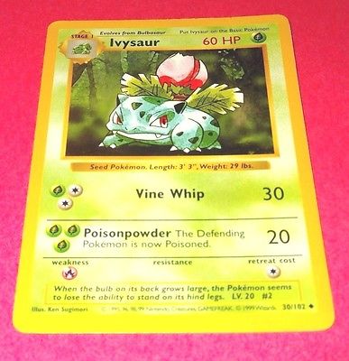 IVYSAUR 30/102 Base Set SHADOWLESS EX Pokemon Card -- Antique Price ...