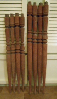 8 Vintage Antique Wood Turned Spindle Table Legs Salvage 2 Size Sets ...