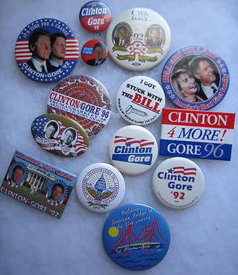 (14) Vintage 1992-1996 Bill Clinton, Clinton-Gore, Hillary Campaign ...