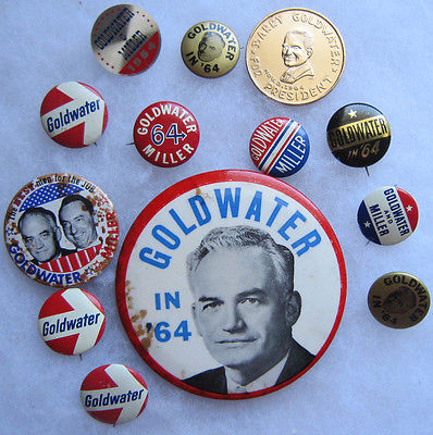 (14) Vintage 1964 Barry Goldwater, Goldwater-Miller Campaign Buttons ...