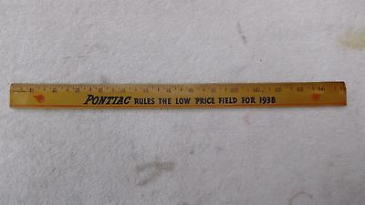 ORIGINAL 1938 PONTIAC ADVERTISING WOODEN RULER AUTO GM CAR AUTOMOBILE ...