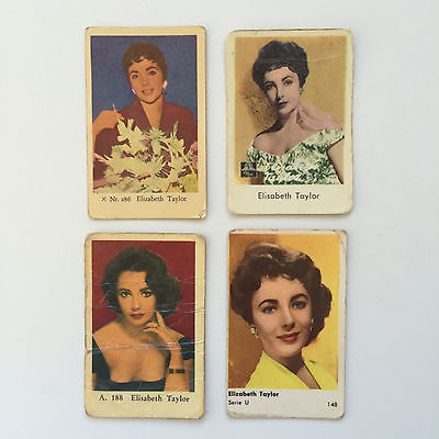 Elizabeth Taylor, 4 Dutch Gum Cards diff. sets from Sweden, Swedish ...