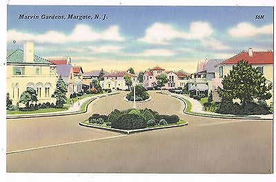 UNUSED LINEN Postcard MARVIN GARDENS, MARGATE, NEW JERSEY -- Antique ...