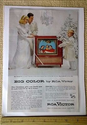 Vintage 1955 RCA Victor BIG COLOR TV Christmas TV Television Print Ad ...