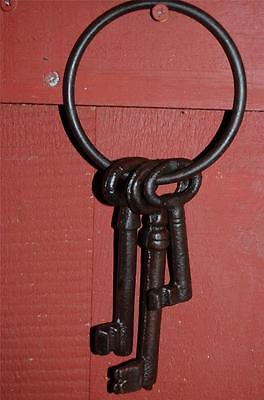 Antique-Style Cast Iron rustic 3 Large JAILERS KEYS Jail Western Prison ...