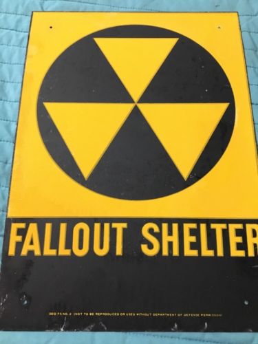 VINTAGE 1960s ORIGINAL FALLOUT SHELTER SIGN. GALV.STEEL 10"x14" Sign ...