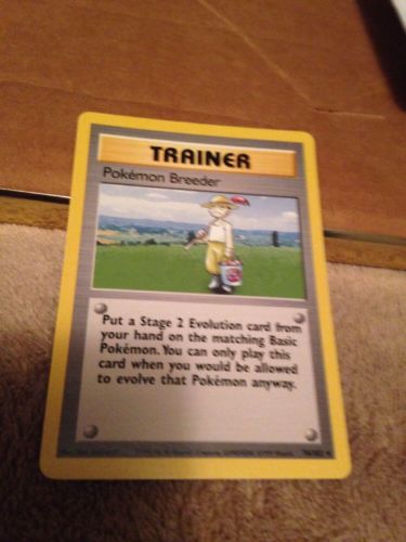 Pokemon Breeder 76/102 Shadowless Base Rare Trainer Pokemon Cards ...