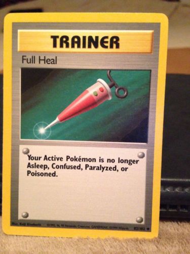 Pokemon Rare Trainer Full Heal 1999 Pokemon Cards 82/102 -- Antique ...