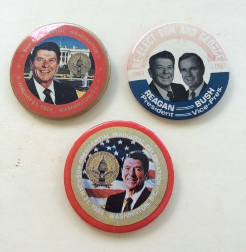 3 1984 Election Ronald REAGAN BUSH '84 Campaign Pin Back Button ...