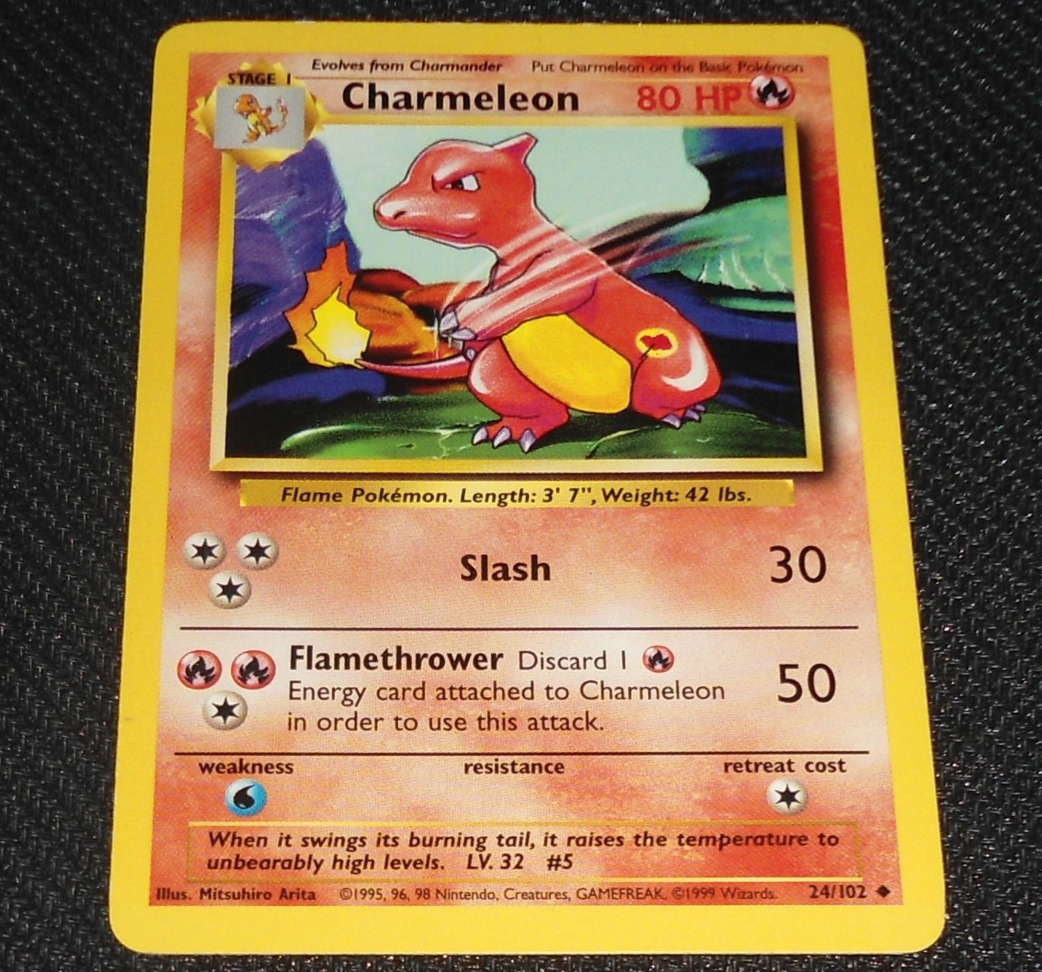 Charmeleon 24 102 Ink Blot Error Misprint Pokemon Card EX Antique Charmeleon 24 102 Ink Blot Error Misprint Pokemon Card EX Antique