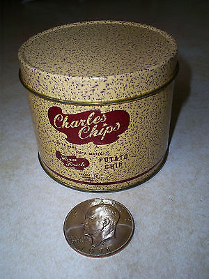 Miniature Charles Chips Potato Chip Tin UNDER 3" Tall Textured Paint ...