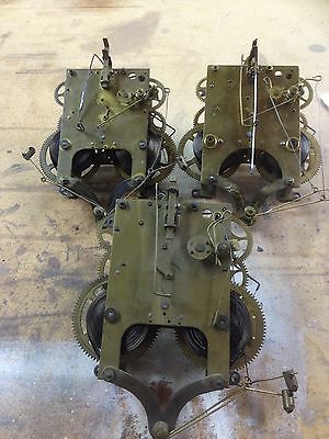 Lot of (3) Antique Gilbert Clock Movements Parts or Repair -- Antique ...