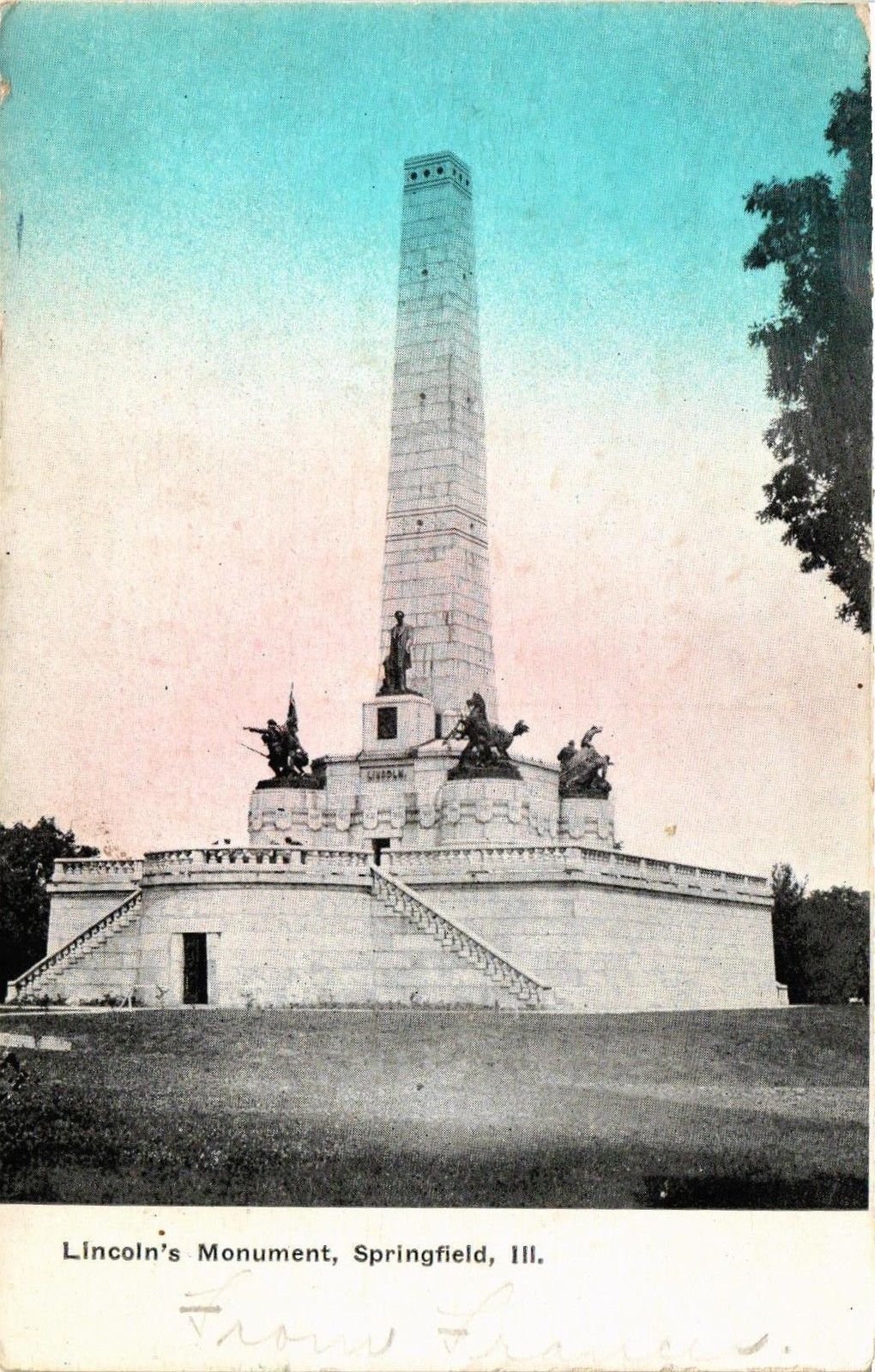 DR JIM STAMPS US LINCOLN'S MONUMENT SPRINGFIELD ILLINOIS POSTCARD ...