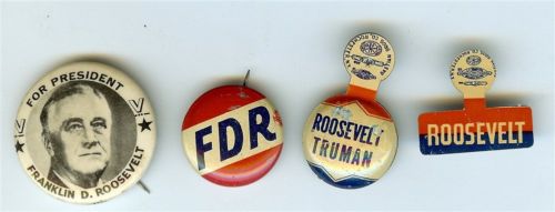 FRANKLIN D. ROOSEVELT CAMPAIGN PINS ORIGINAL PERIOD ITEMS -- Antique ...