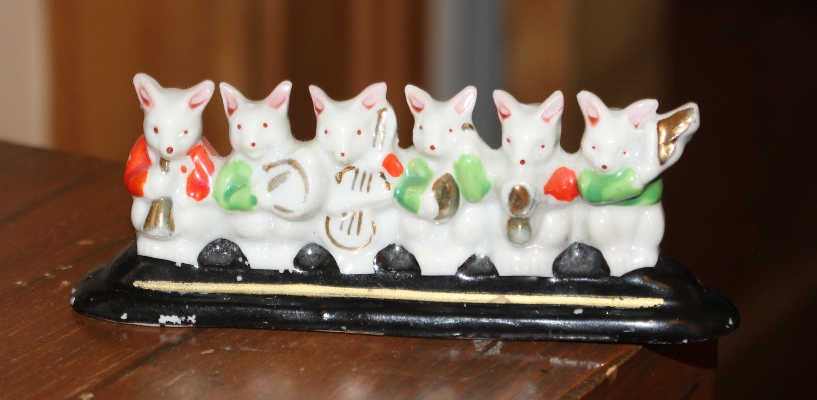 Miniature Ceramic Pig Band. Six Members, gold Instruments. Japan. 1930s ...