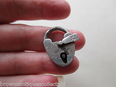 ANTIQUE VINTAGE RARE VICTORIAN SILVER MINIATURE PADLOCK FOB CHARM ...