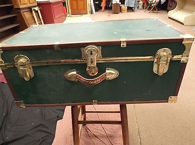 Vintage CONCOURSE Steamer Trunk/Storage Chest - Dark Green with Brass ...