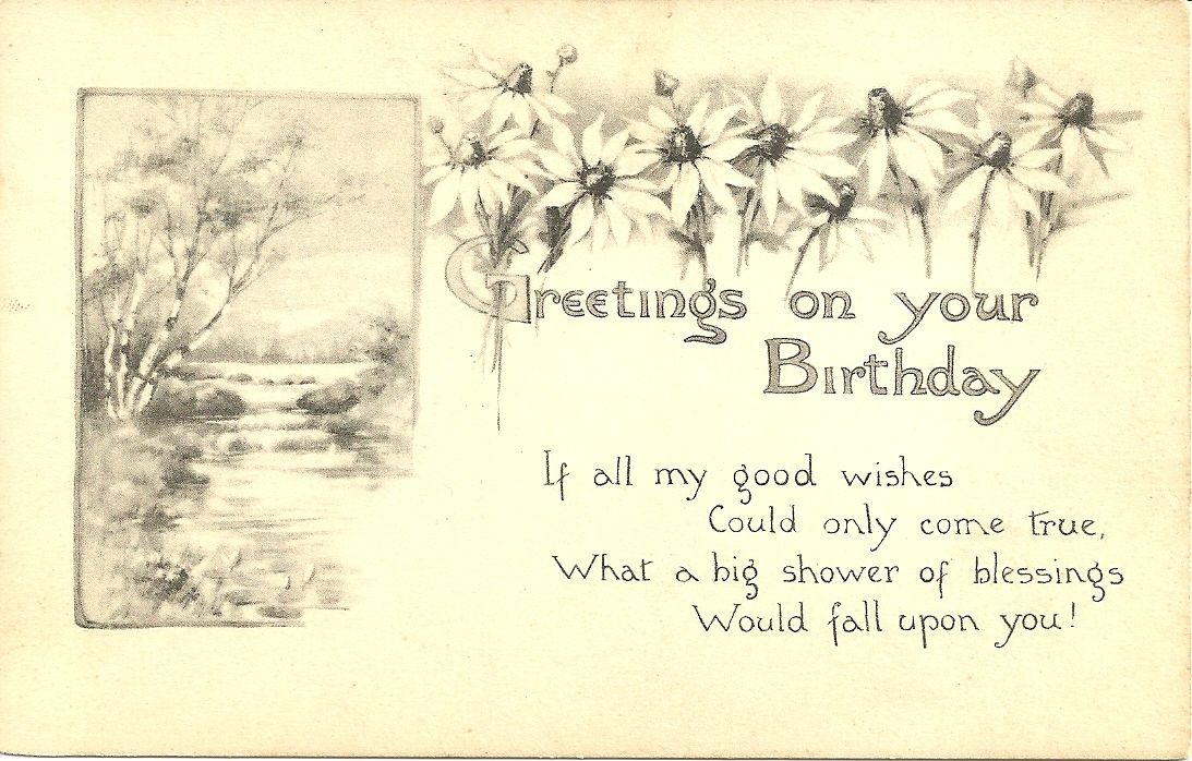 ANTIQUE 1907-1915 POSTCARD - "GREETINGS ON YOUR BIRTHDAY" RIVER SCENE ...