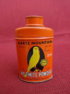 HARTZ MOUNTAIN MY-T-MITE POWDER Orange Metal Tin Canary Parakeet Bird ...
