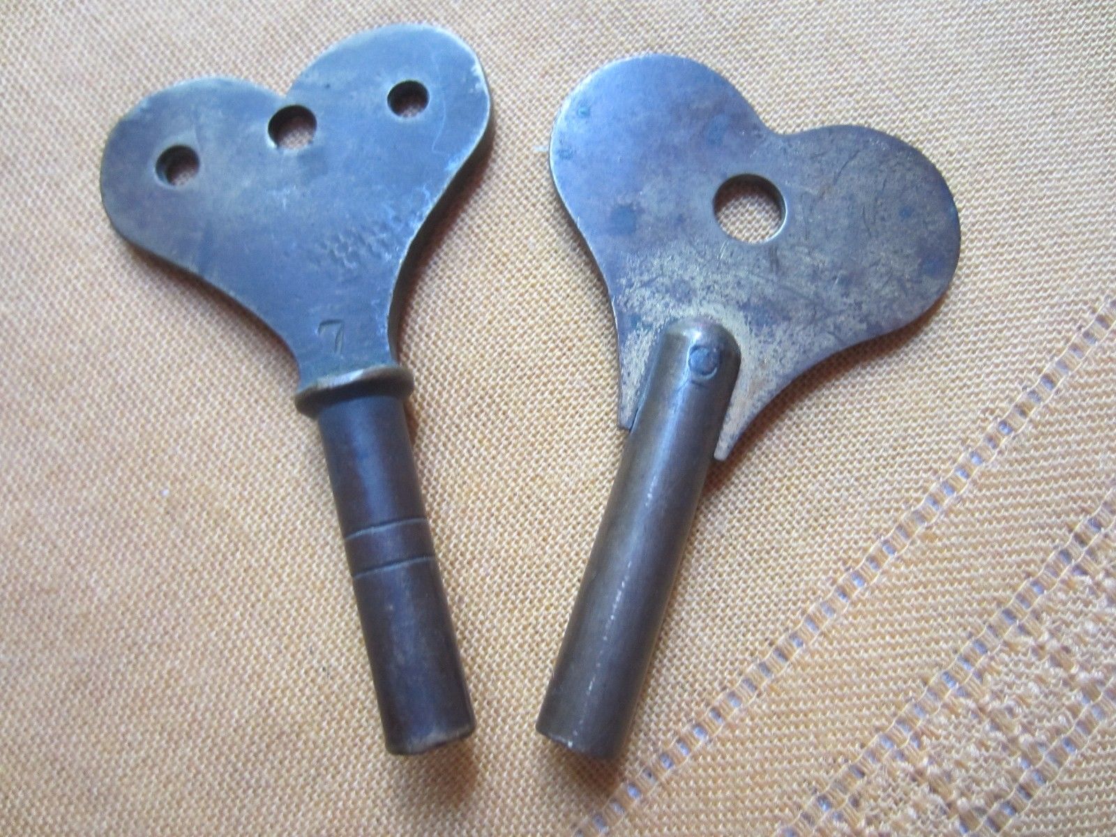 PAIR OF ANTIQUE BRASS CLOCK WINDING KEYS MADE IN ENGLAND -- Antique ...