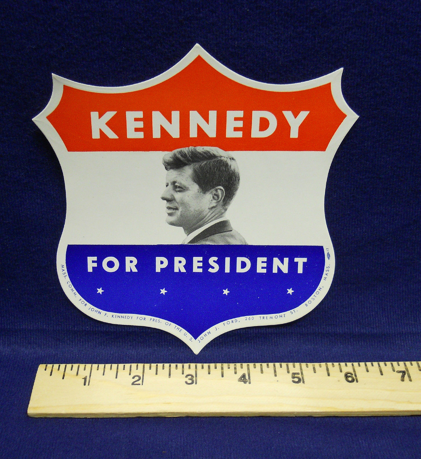Vintage 1960 John KENNEDY for President Boston Mass campaign shield ...