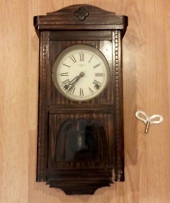 Antique -Trade S Mark- Wall Clock with Pendulum & Winding Key ...