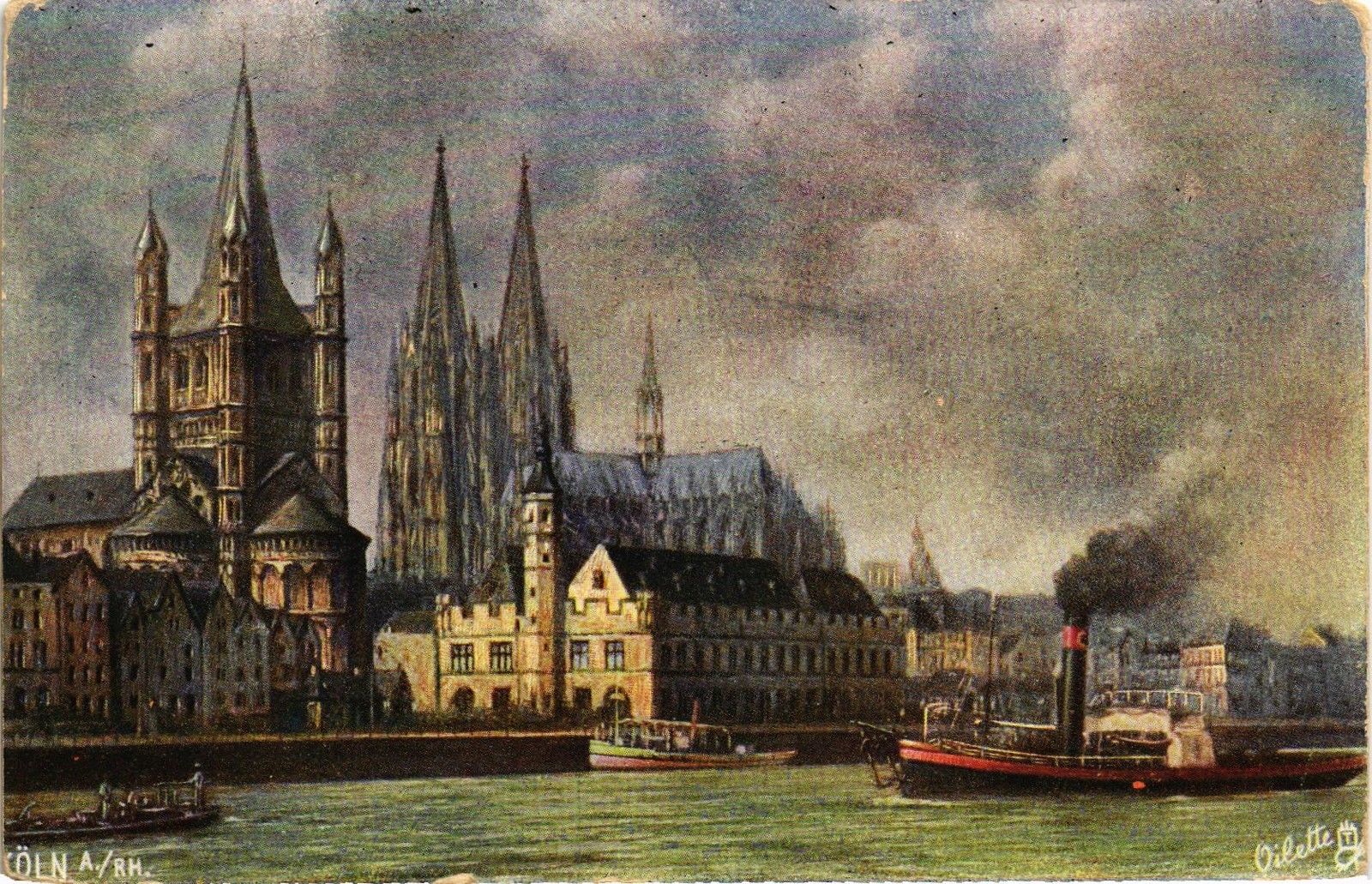 DR JIM STAMPS VIEW OF COLOGNE GERMANY FROM RIVER POSTCARD -- Antique ...