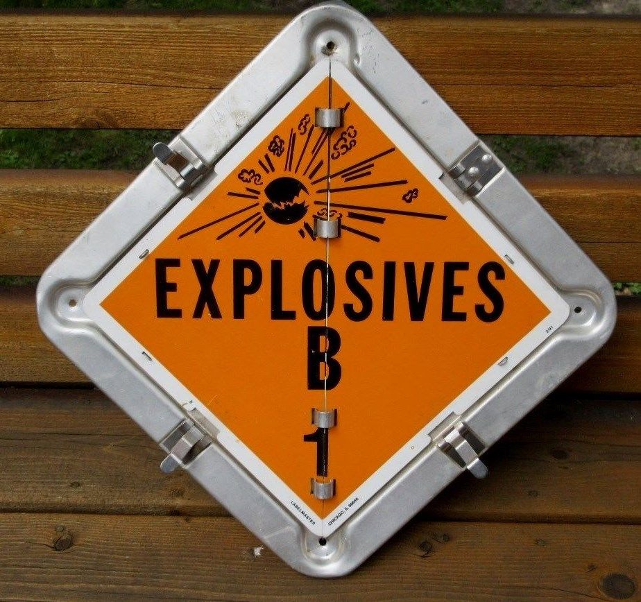 VINTAGE EXPLOSIVES, DANGER, LABEL MASTER Aluminum Flip Sign -- Antique ...
