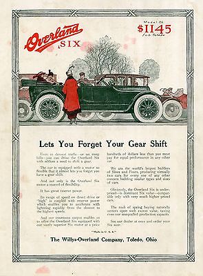 1916 OVERLAND SIX CAR AD THE WILLYS-OVERLAND COMPANY TOLEDO OHIO ...