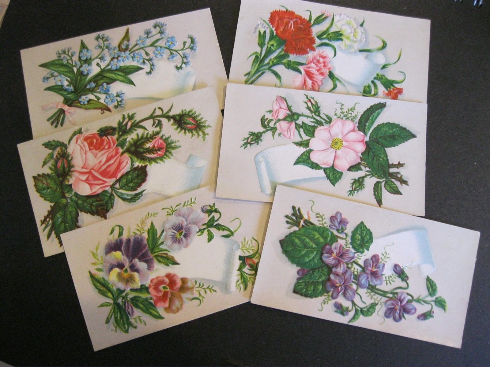 VTG 1800s Victorian BEAUTIFUL Calling Card Embossed Pansy Roses Flowers ...